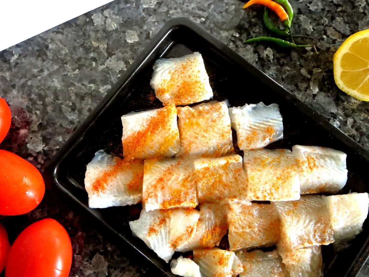 Fish Kadhai/Karahi or Fish in Tomato Sauce - Flour & Spice