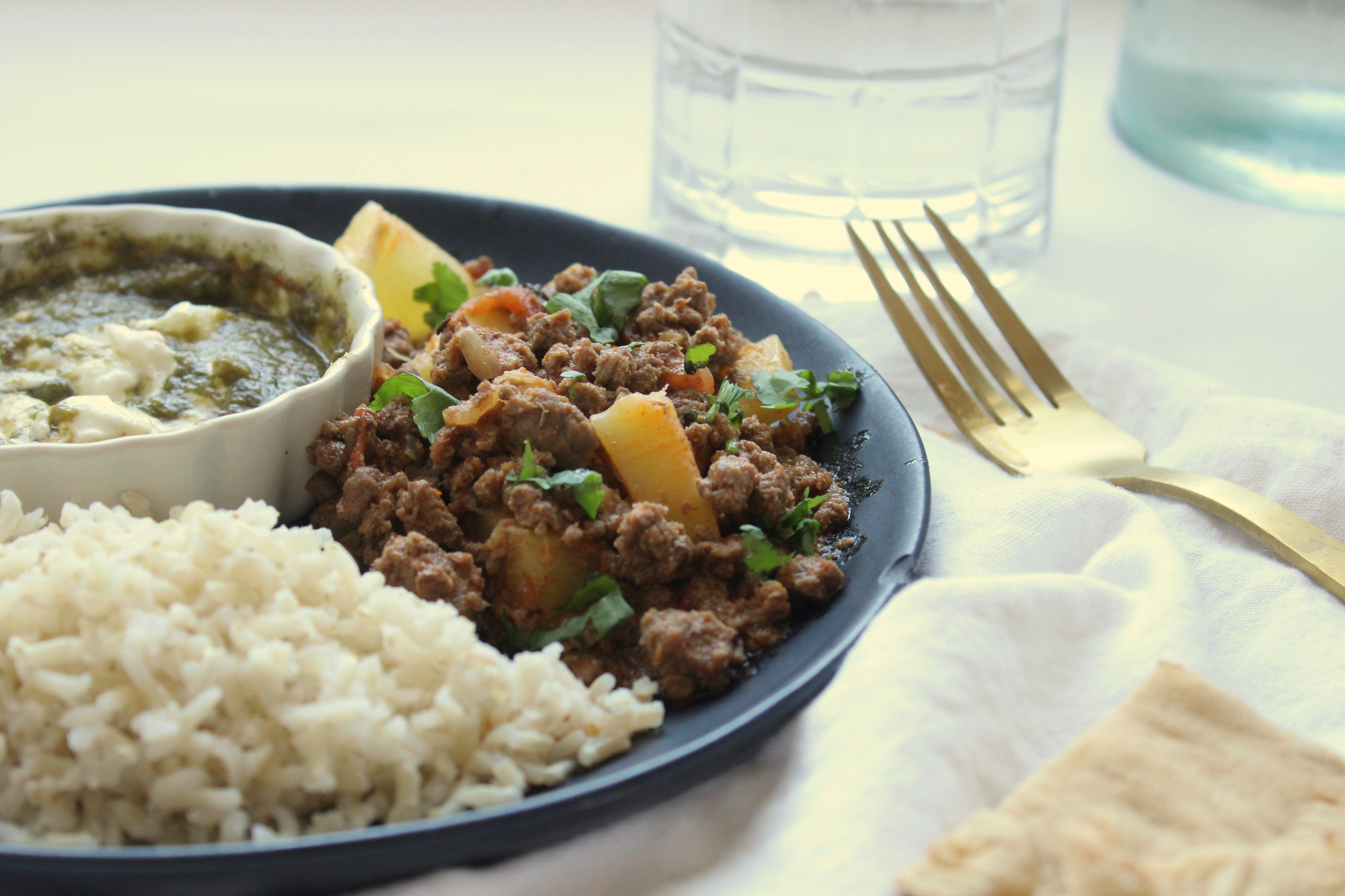 Aaloo Qeema - Ground Beef and Potatoes - Flour & Spice
