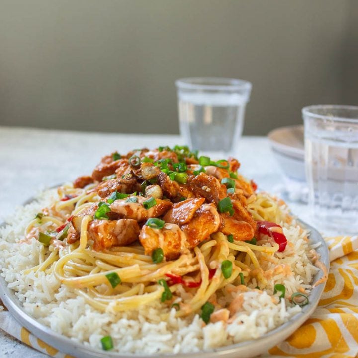 Singaporean Rice with Noodles and Chicken - Flour & Spice