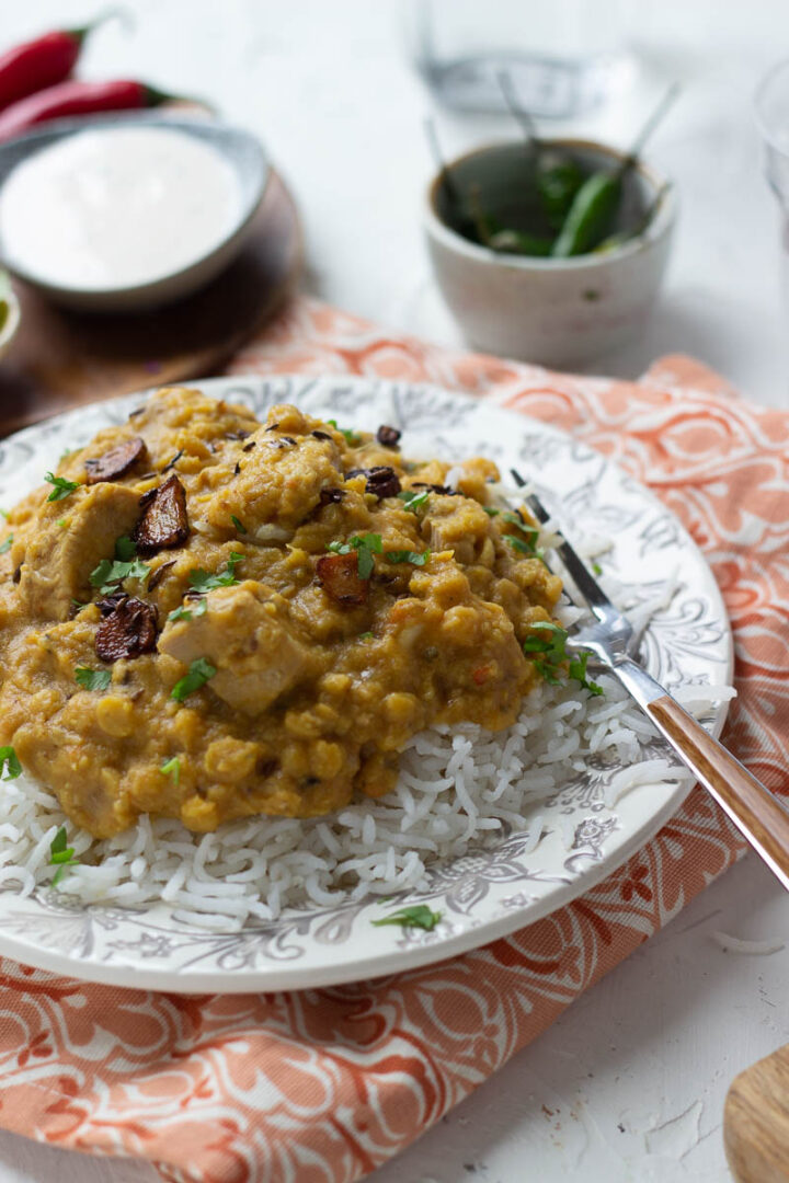 Dal Chicken or Chicken Dal Gosht in the Instant Pot - Flour & Spice