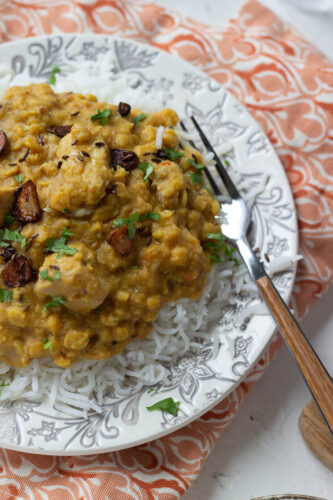 Dal Chicken or Chicken Dal Gosht in the Instant Pot - Flour & Spice