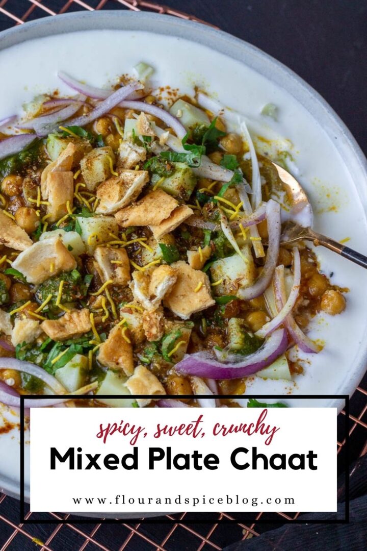 Mixed Plate Aloo Chana Chaat - Street Style with Yoghurt & Chutneys ...