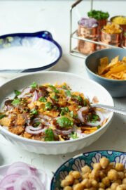 Samosa Chaat Recipe with Chole - Flour & Spice